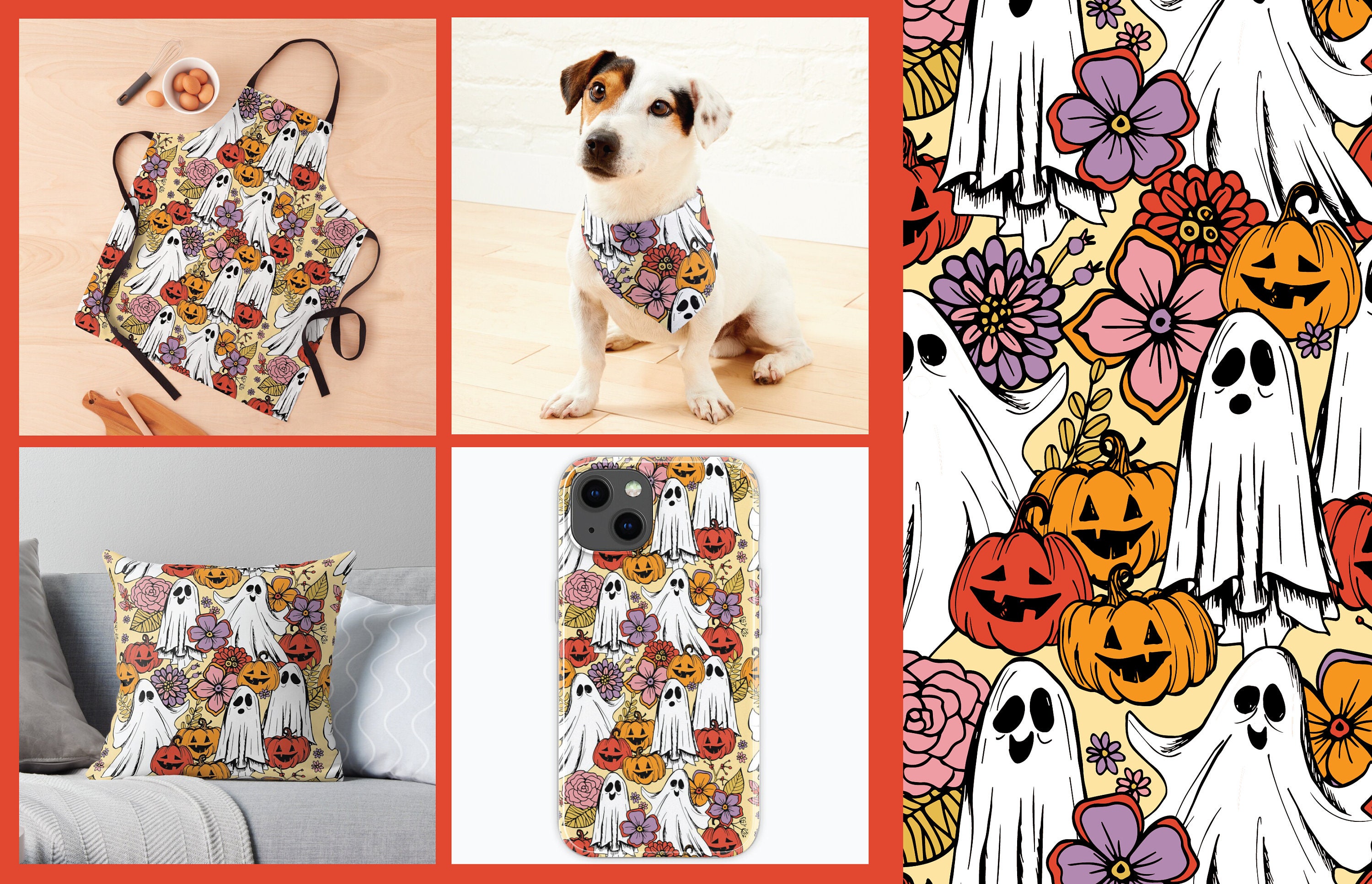 Groovy Ghosts Digital Paper, Halloween Pattern, Retro Pattern, Cute ...