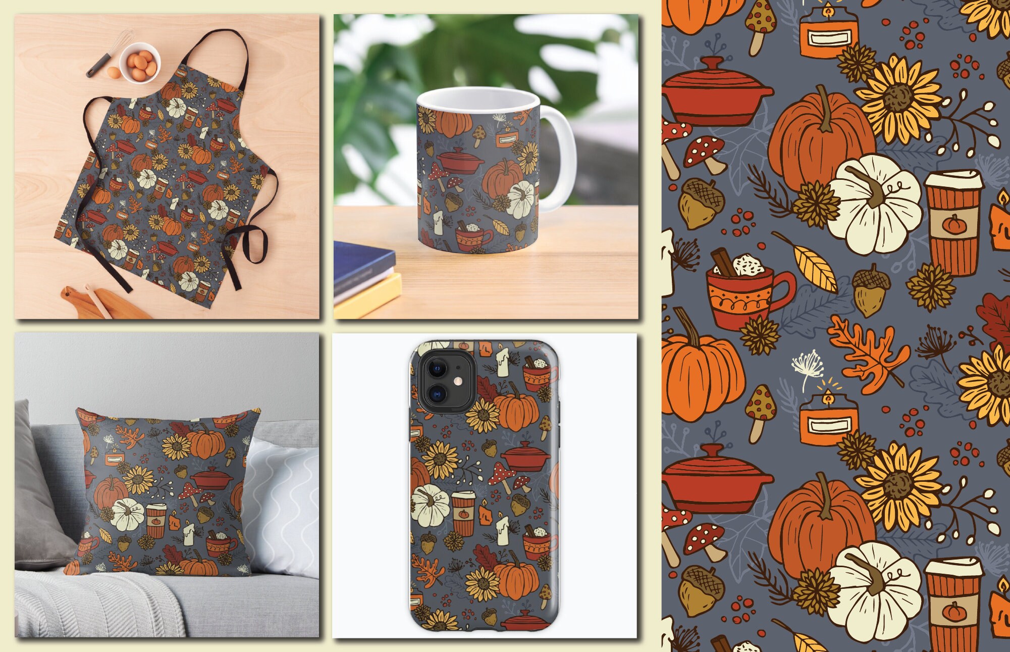 Fall Digital Paper Fall Pattern Seamless Pattern Pumpkin - Etsy
