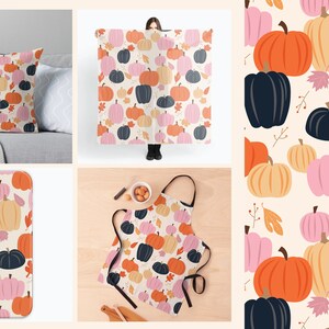 Pink Pumpkin Digital Paper, Fall Pattern, Seamless Pattern, Pumpkin ...