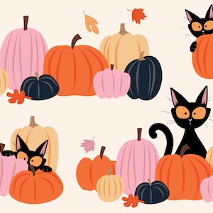 Black Cat Clipart - Pink Pumpkin, Fall Leaves, Pumpkins, Pumpkin Spice ...
