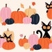 Black Cat Clipart - Pink Pumpkin, Fall Leaves, Pumpkins, Pumpkin Spice ...