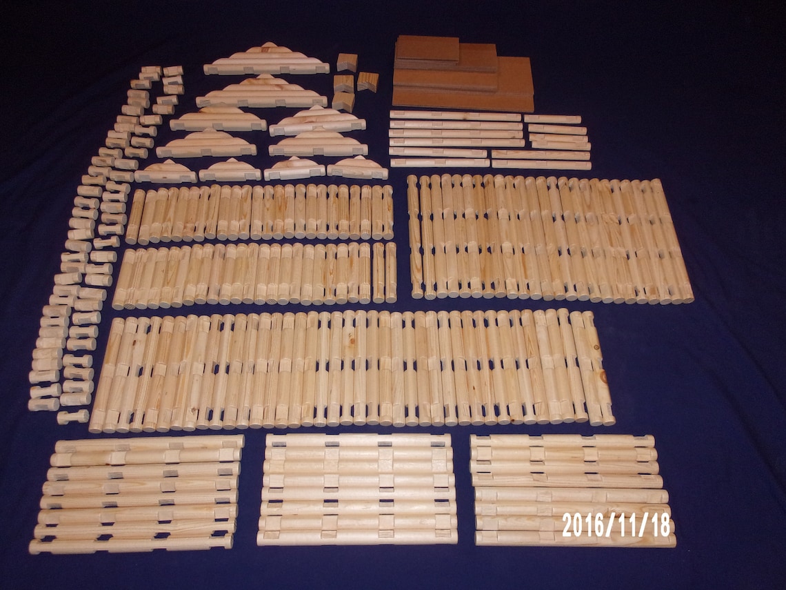 250 Piece Handmade 'lincoln Logs' Extra Large Set - Etsy