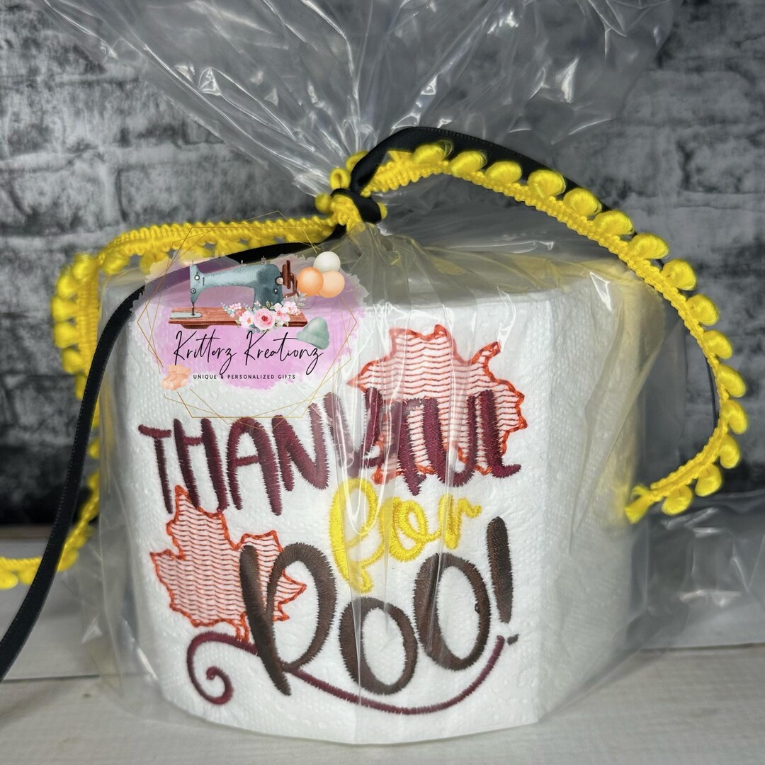 Thankful for Poo. Thanksgiving Embroidered Toilet Paper. Fall. Gag Gift ...