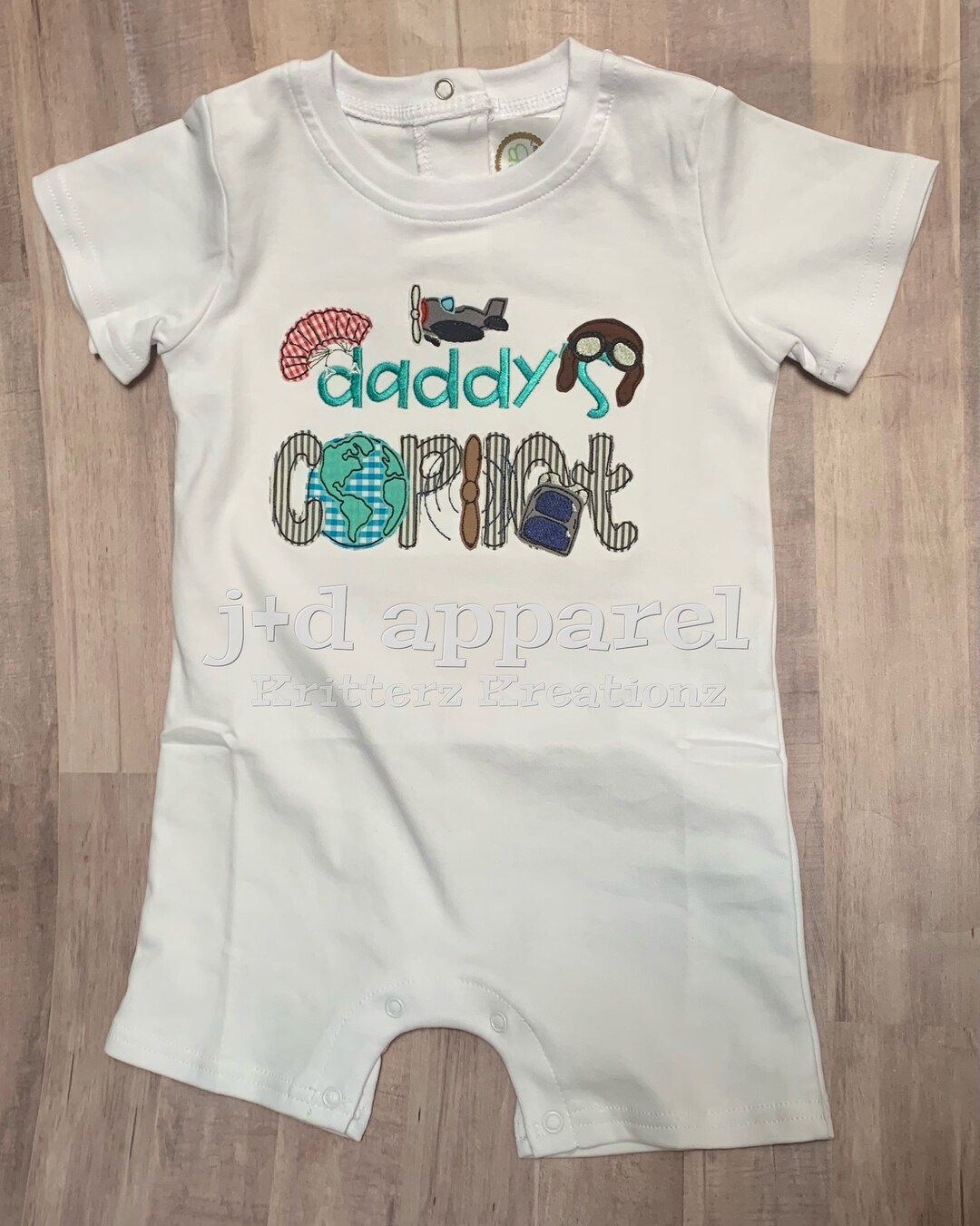Daddy’s Co Pilot Romper. Monogram. Pilot. Copilot. Airplane. Parachute ...
