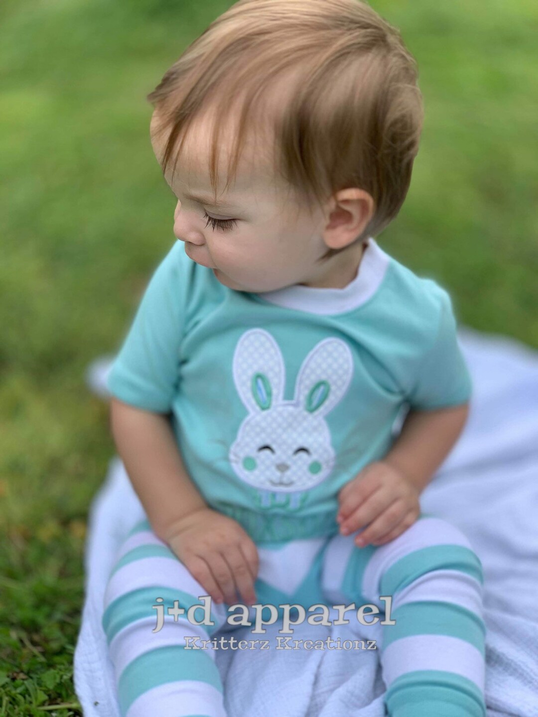 Personalized Easter Pajamas. Cute Bunny With Bowtie. Boy Bunny. Boy ...