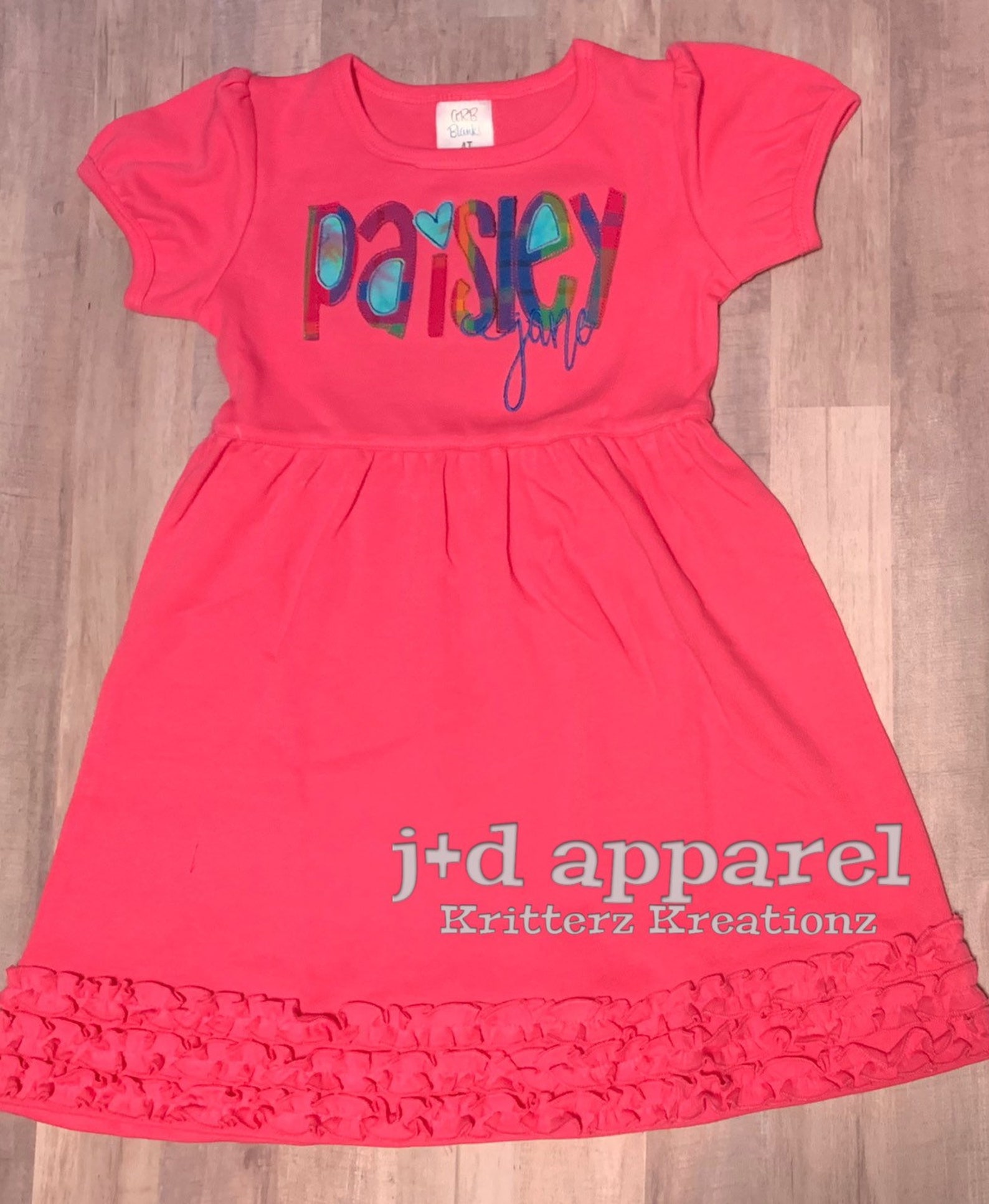Personalized Girls Ruffle Dress. Girls Applique Dress. Name Dress ...