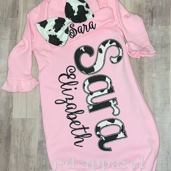 Personalized Baby Girl Cow Print Outfits - Etsy