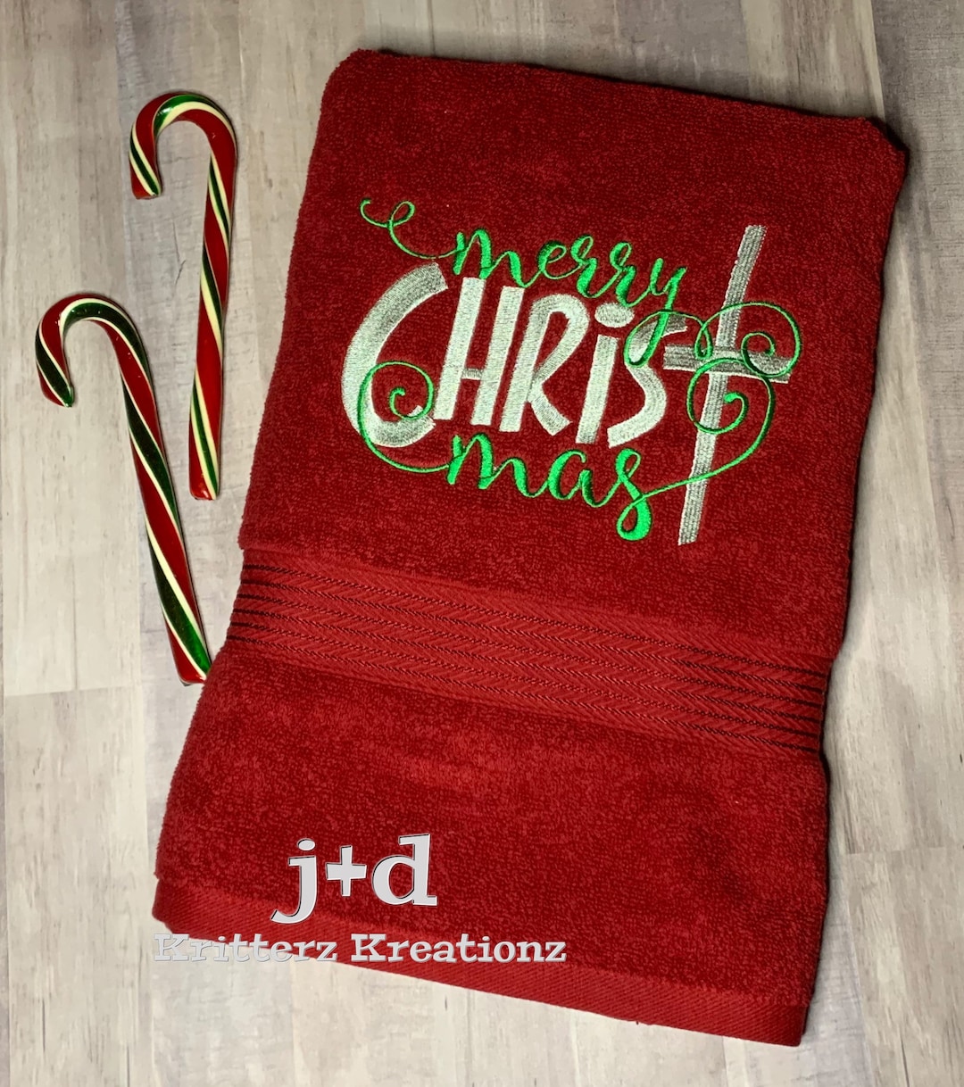 Merry Christmas. Embroidered Christmas Towel. Hand Towel. Kitchen Towel ...