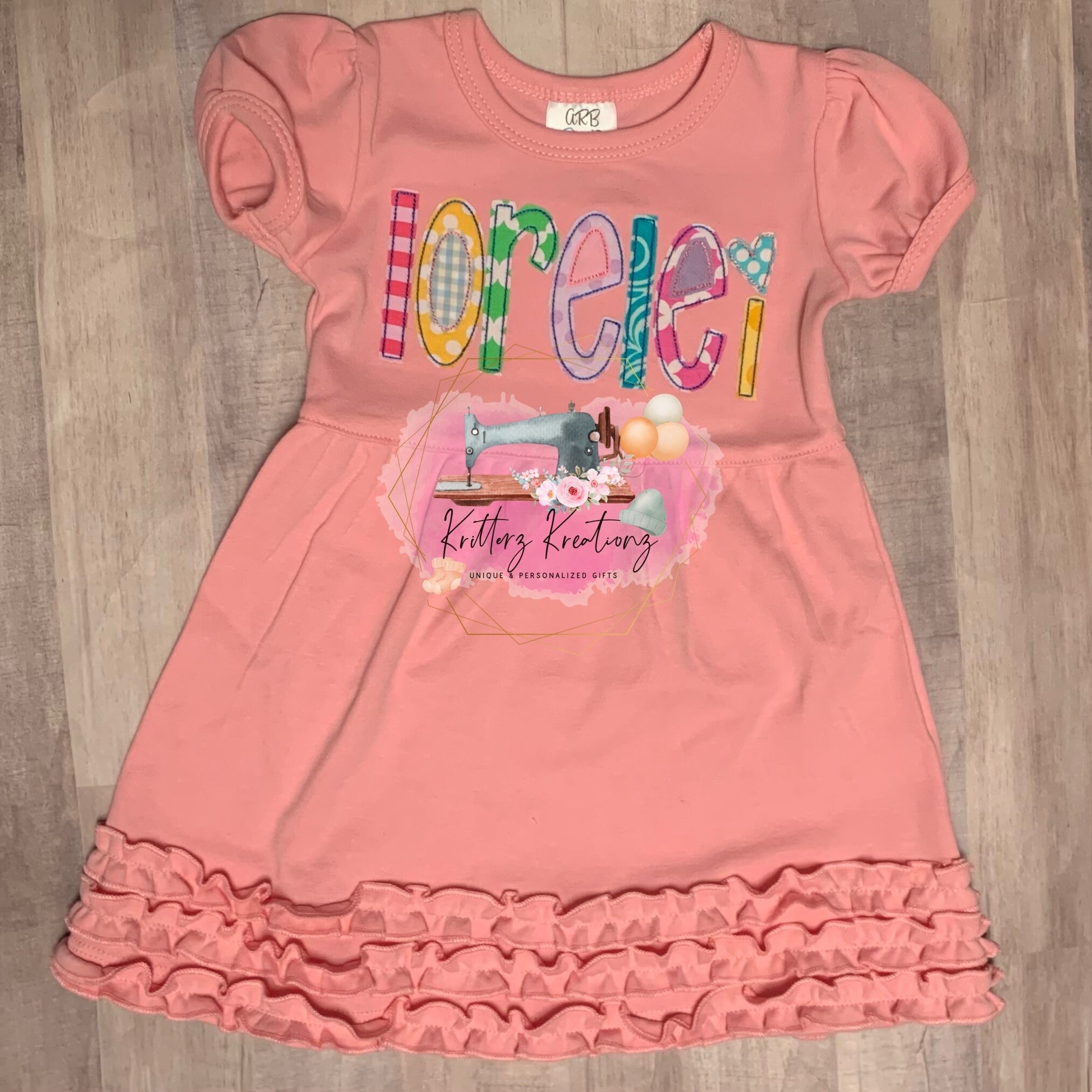 Personalized Girls Ruffle Dress. Girls Applique Dress. Name Dress ...