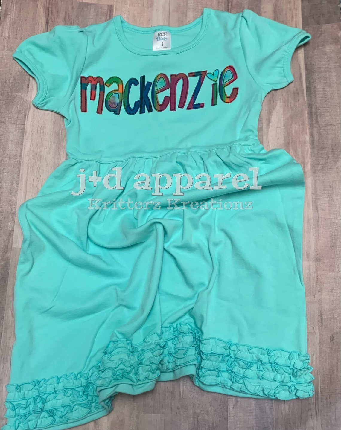 Personalized Girls Ruffle Dress. Girls Applique Dress. Name - Etsy