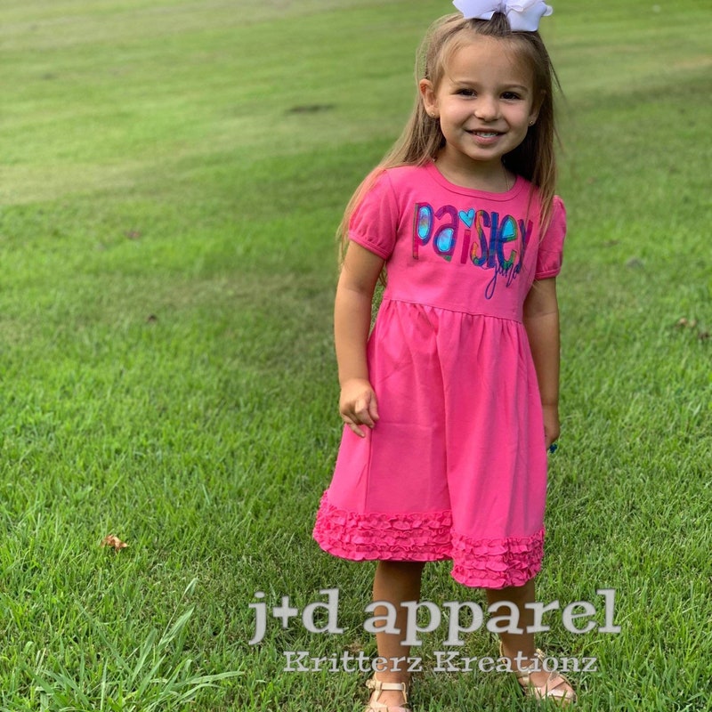Girls Applique Dress - Etsy