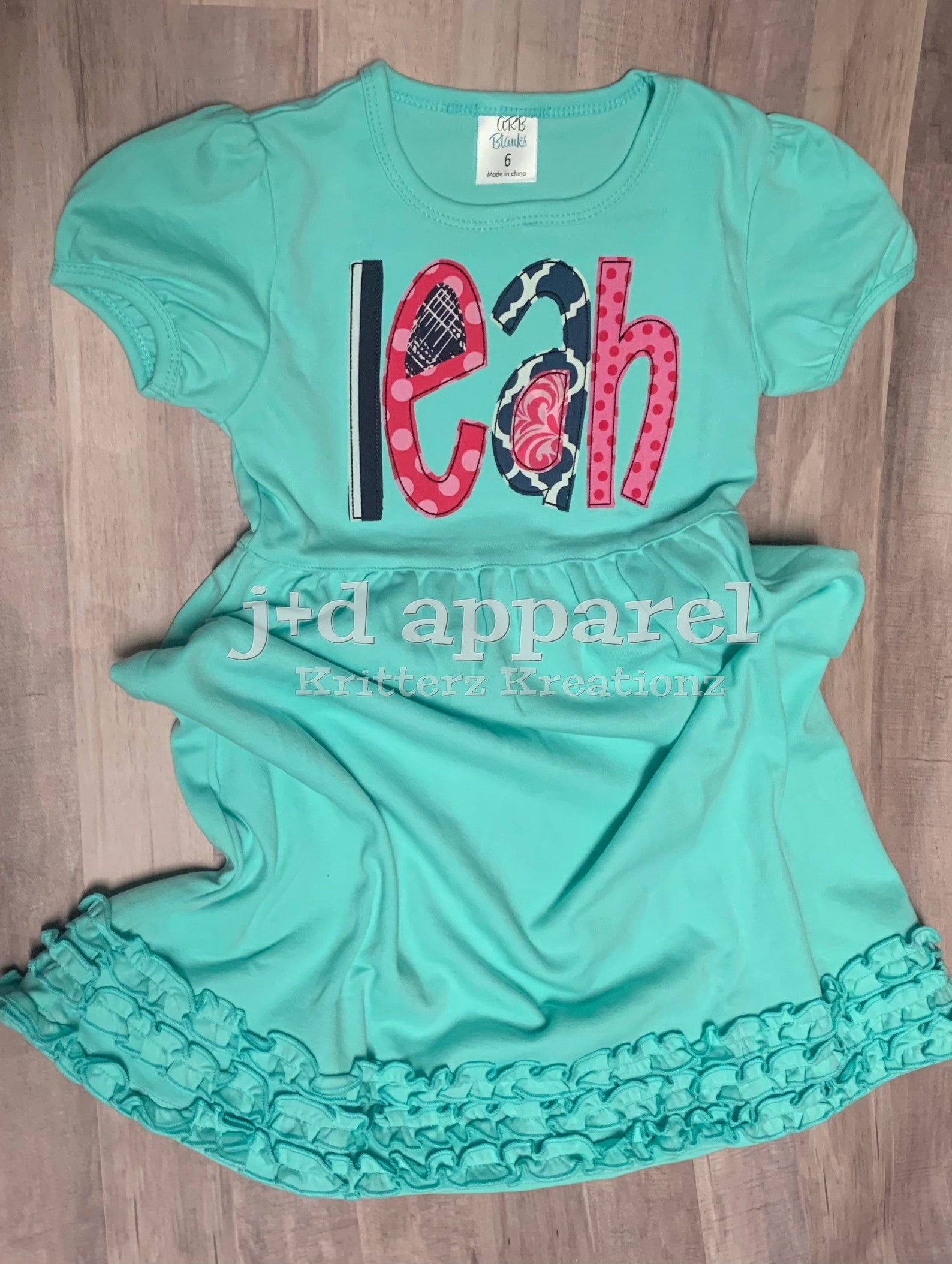 Personalized Girls Ruffle Dress. Girls Applique Dress. Name - Etsy