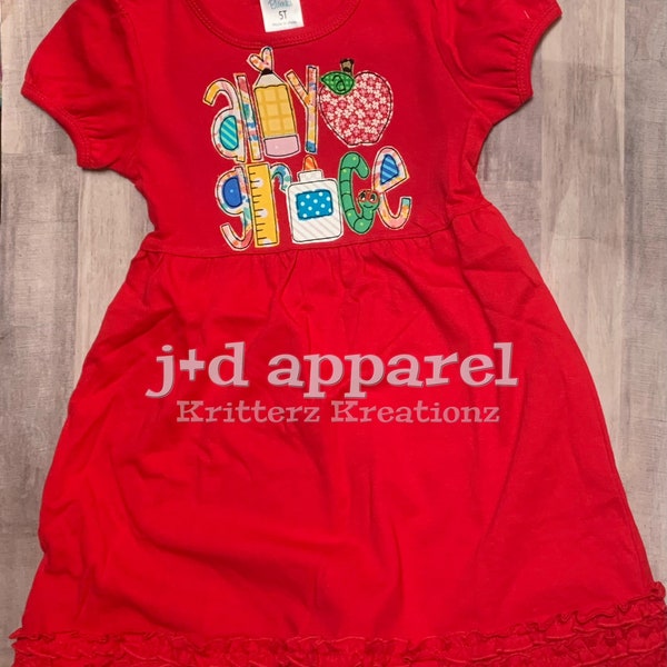 Girls Applique Dress - Etsy