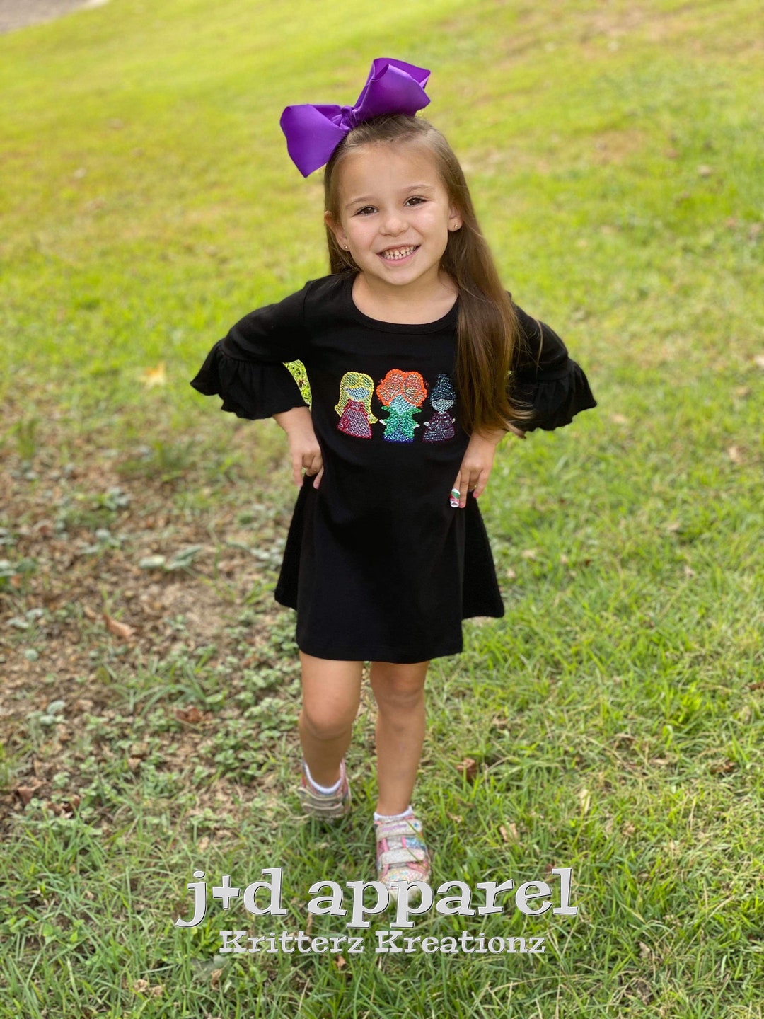 Halloween Witch Bell Sleeve Tunic. Girls Emroidered Tunic. Hocus Pocus ...