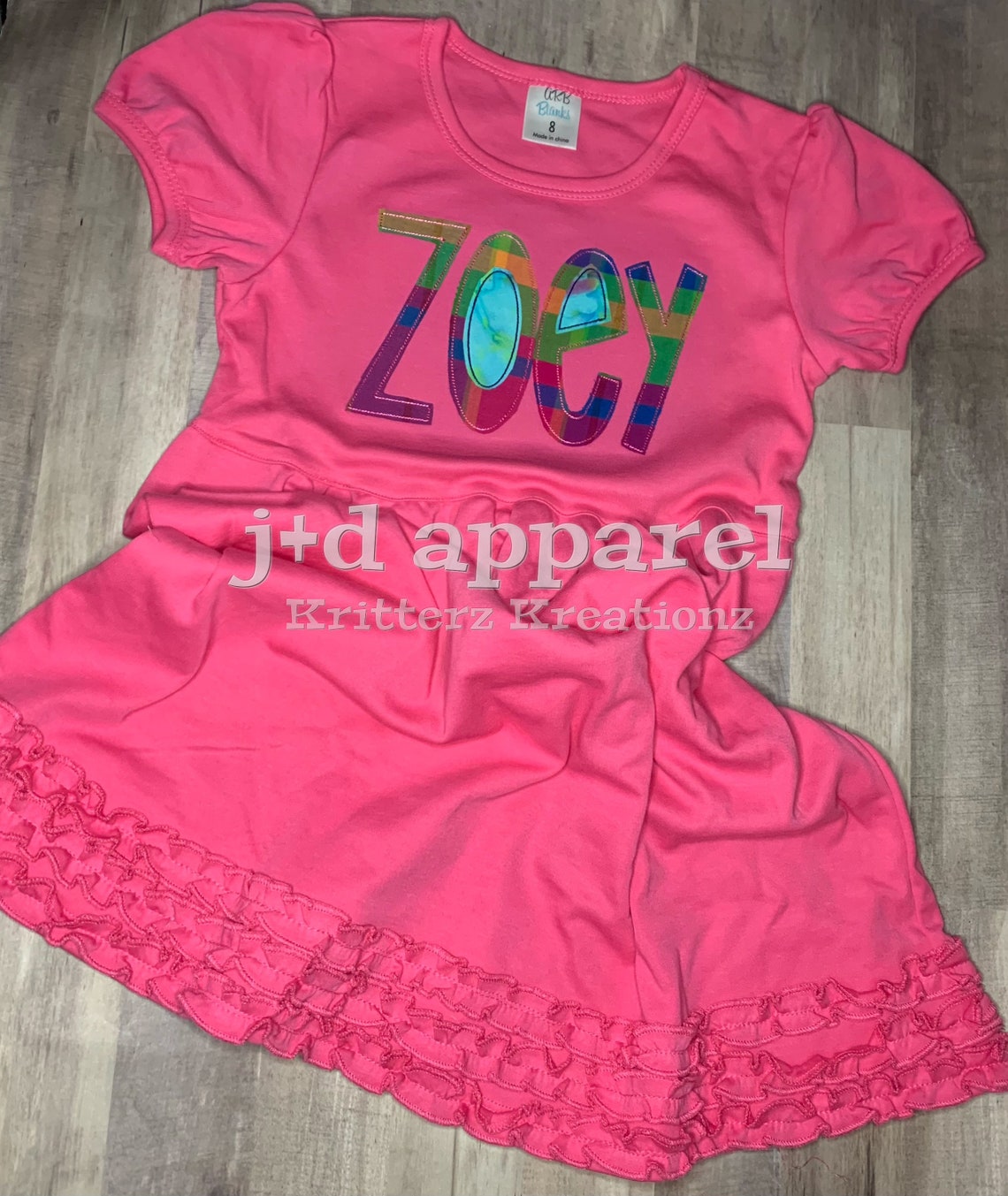 Personalized Girls Ruffle Dress. Girls Applique Dress. Name Dress ...