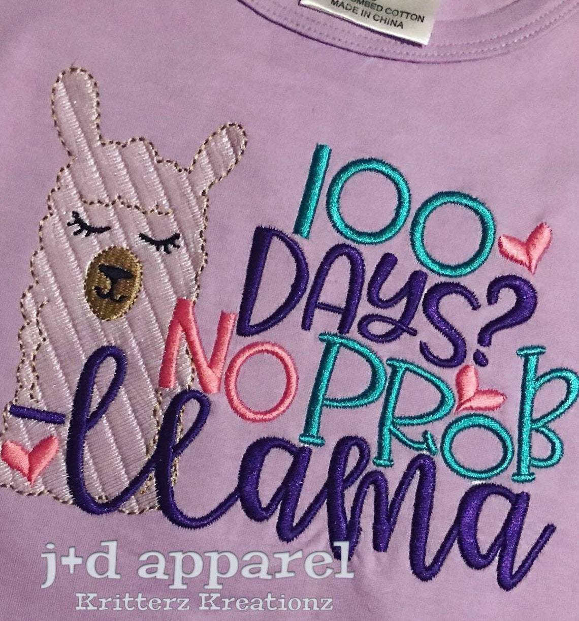 100 Day of School Shirt. 100 Days No Prob Llama. 100th Day of School ...