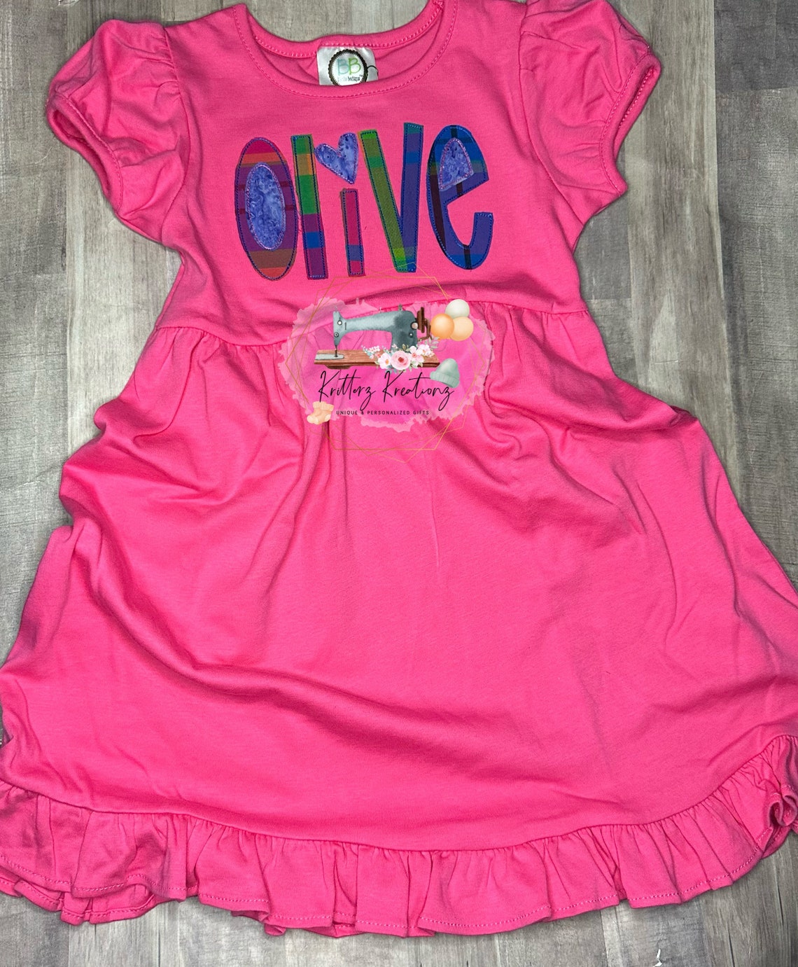Personalized Girls Ruffle Dress. Girls Applique Dress. Name Dress ...