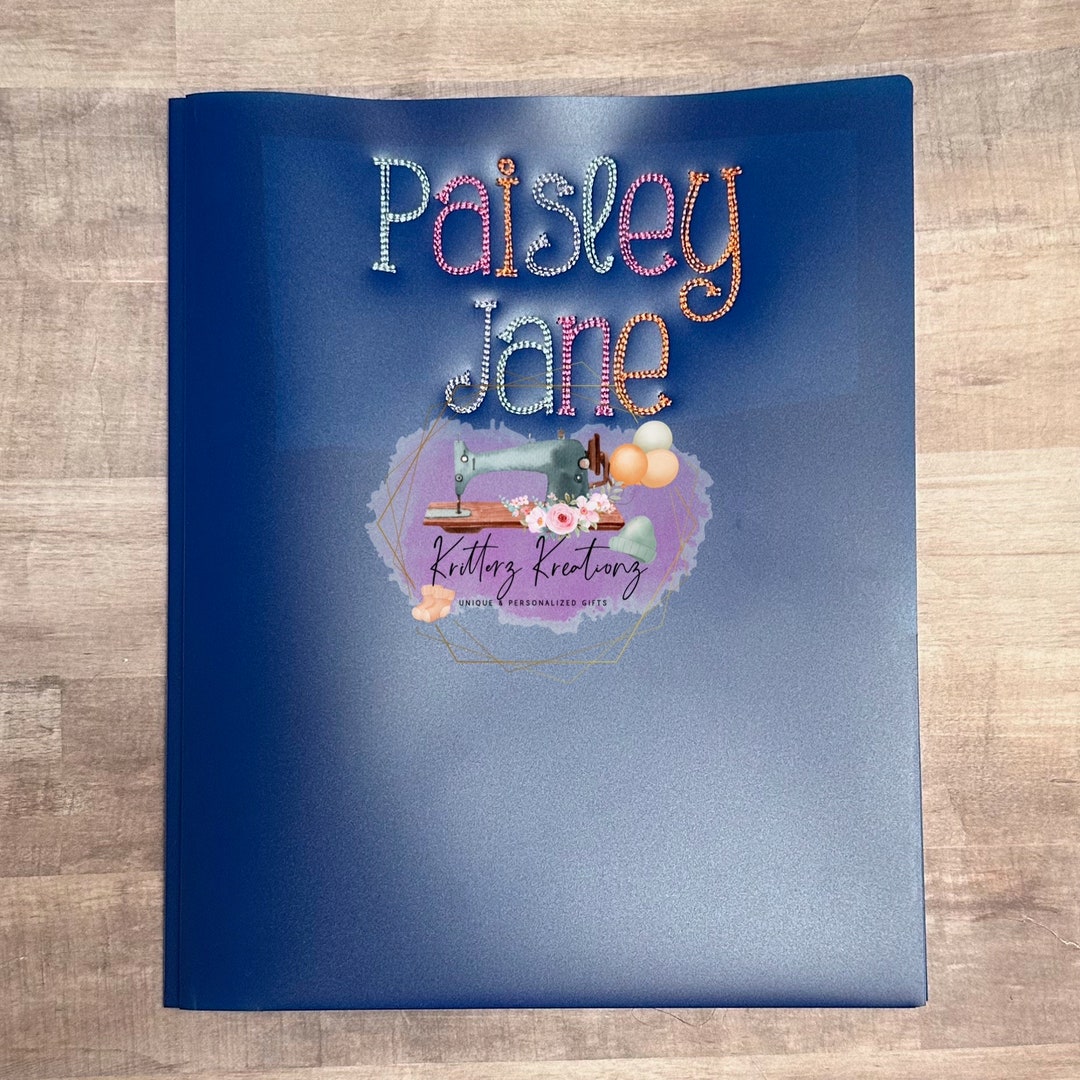 Embroidered School Folder. Plastic, 3 Prong, Pocket Folder With Name ...