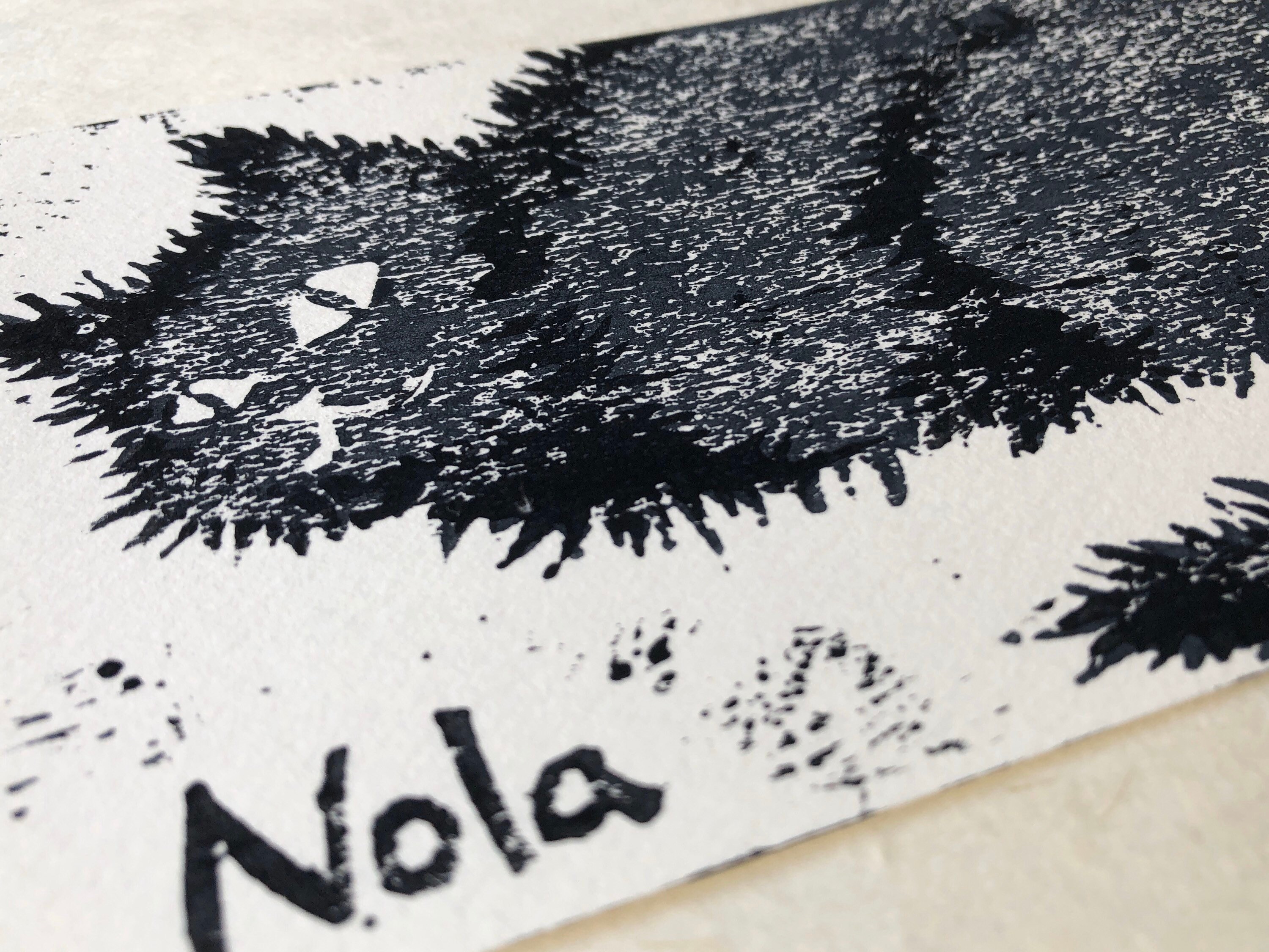 Black Cat Woodblock Print Set of Two - Etsy