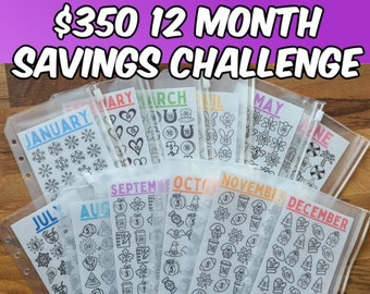 12 MONTH Monthly Savings Challenge Bundle Matte Vellum - Etsy