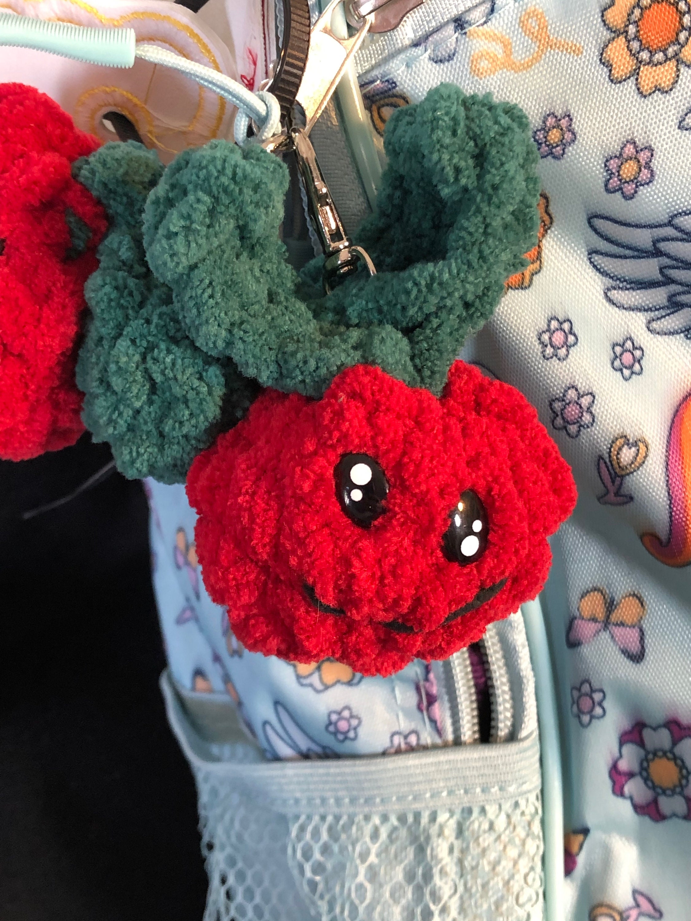 Cheerful Cherry Amigurumi Backpack Buddy Purse Keychain No Sew Crochet ...