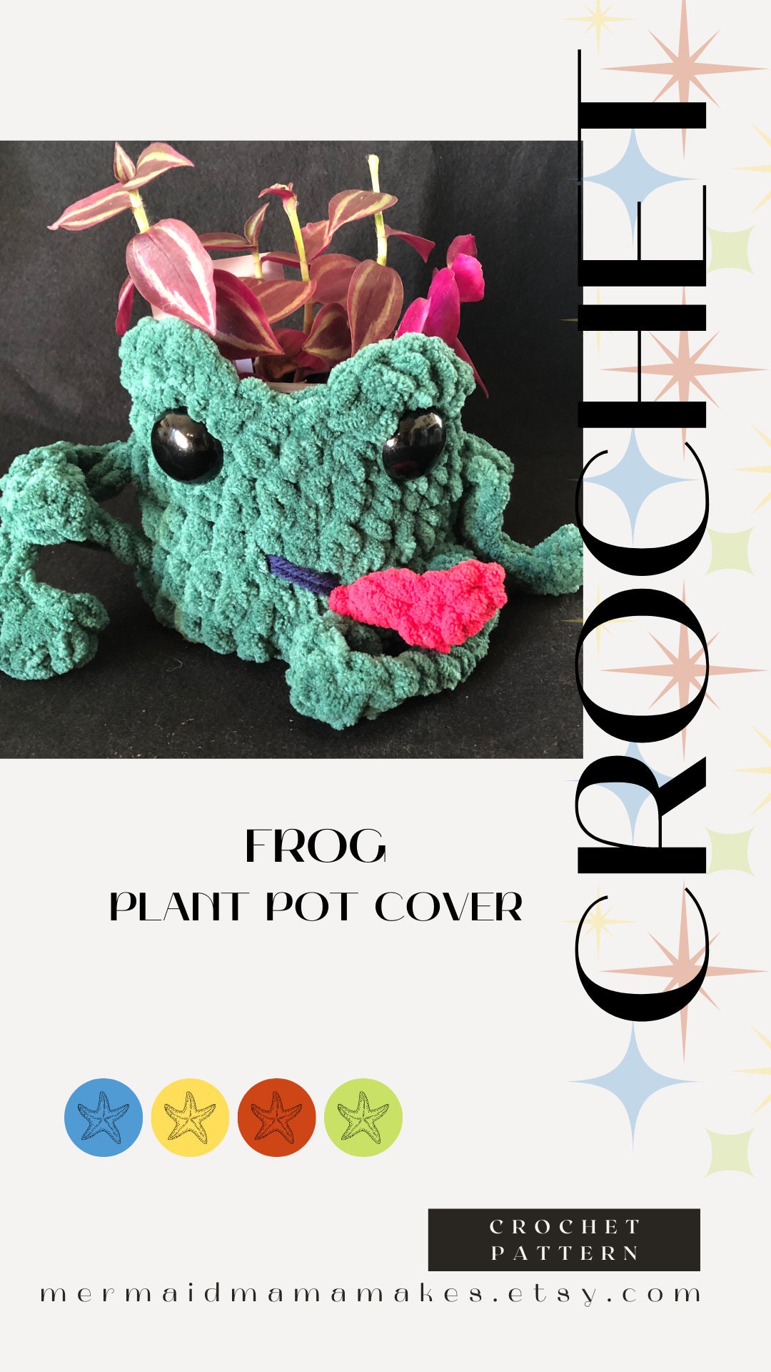 Crochet Frog Plant Pot Cozy Pattern Greenleaf Amigurumi Holder, Flower ...