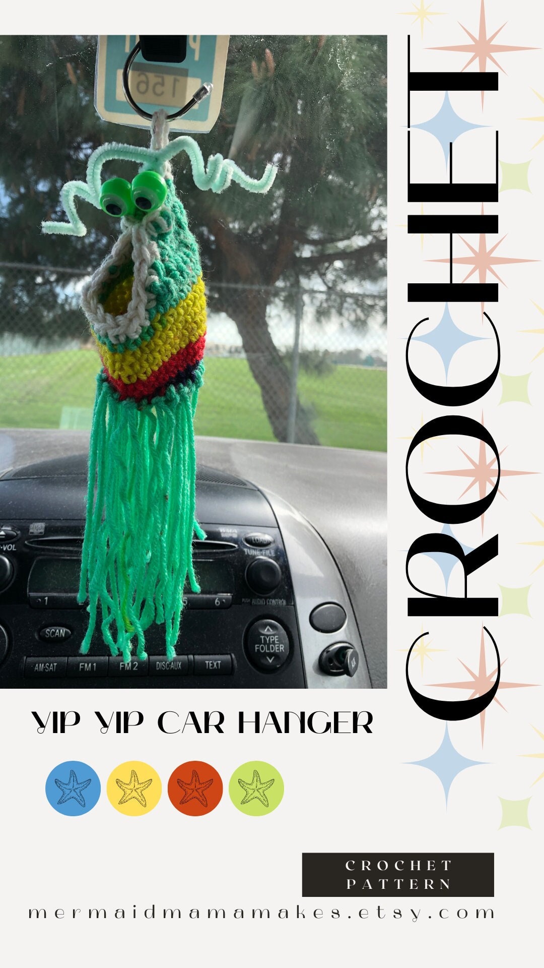 Yip Yip Monster Alien Crochet Friend Car Hanger Mini Purse Clip Backpack Buddy Crochet Pattern ...