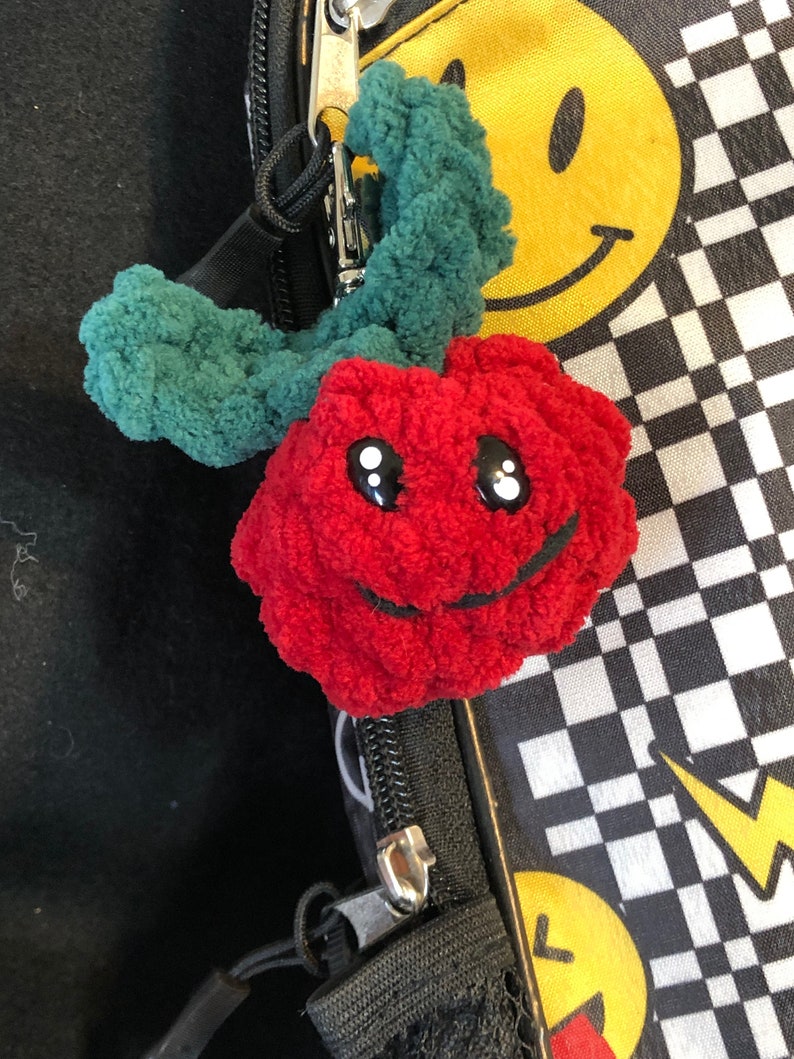 Cheerful Cherry Amigurumi Backpack Buddy Purse Keychain No Sew Crochet ...