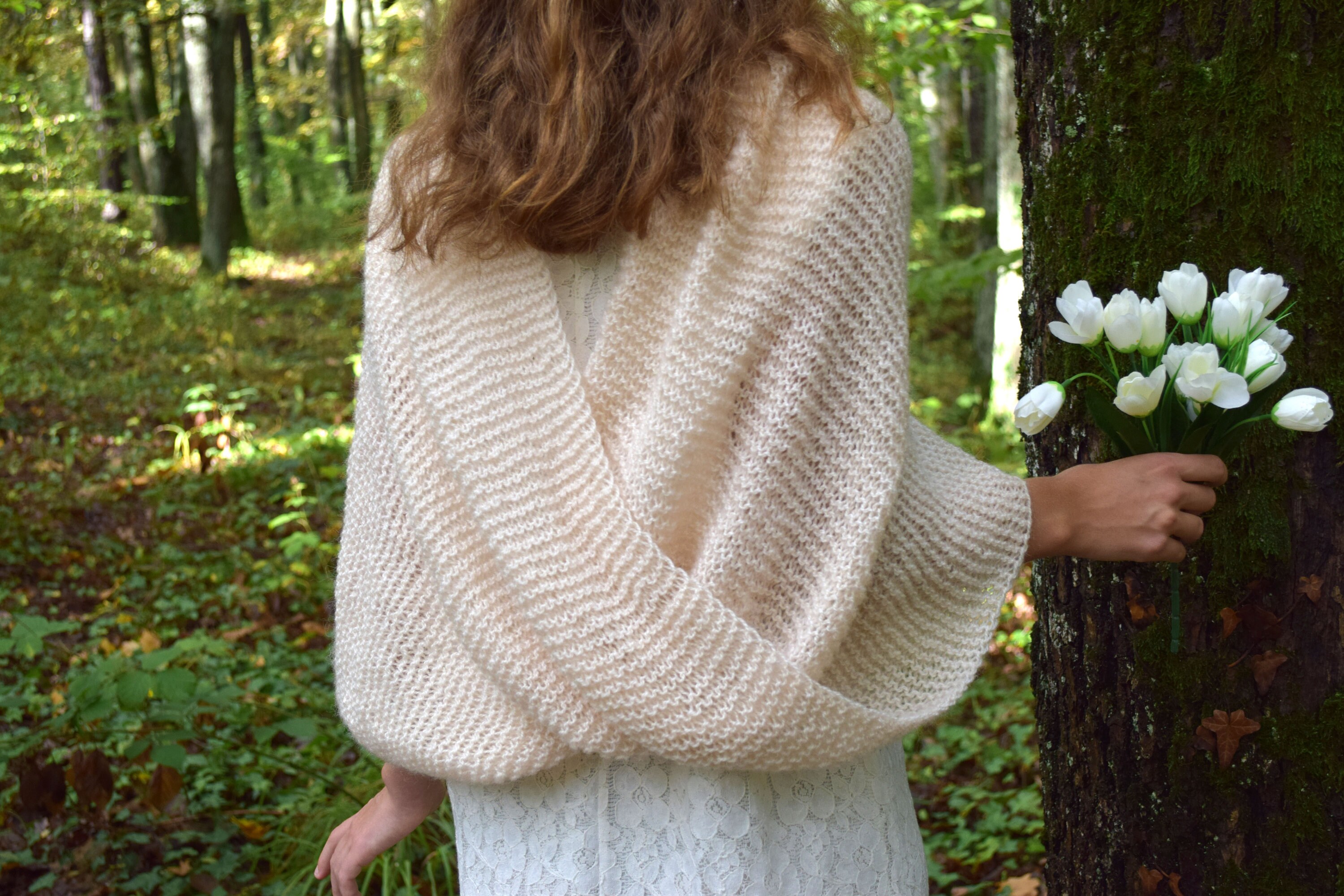 Wedding Knitted Shawl Knit Wedding Wrap Bridal Cape Sweater Mohair ...