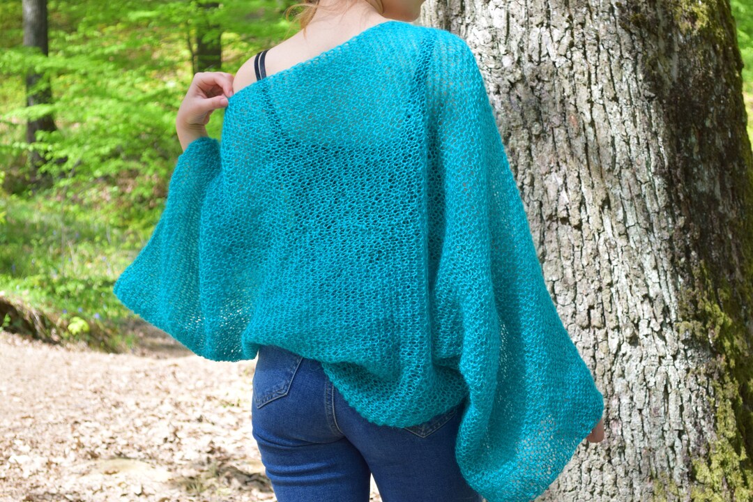 Turquoise Shrug Knitted Bolero Womens Wrap Autumn Cardigan Shoulders ...