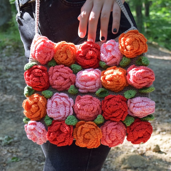 Crocheted Rose Bag - Etsy