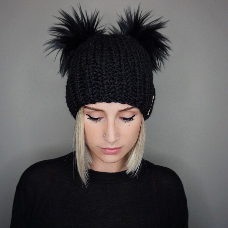 Cap With Two Pom Poms - Etsy