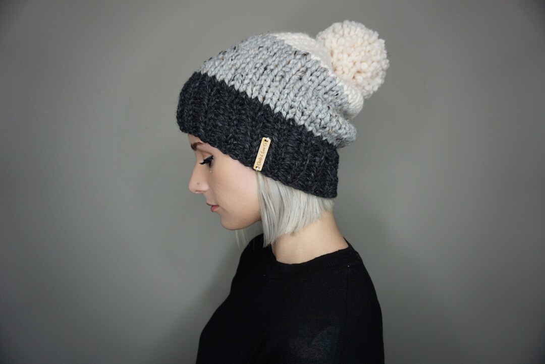 The Colorblock Beanie in Grey Ombre | Charlie & Luna Co., Toque ...