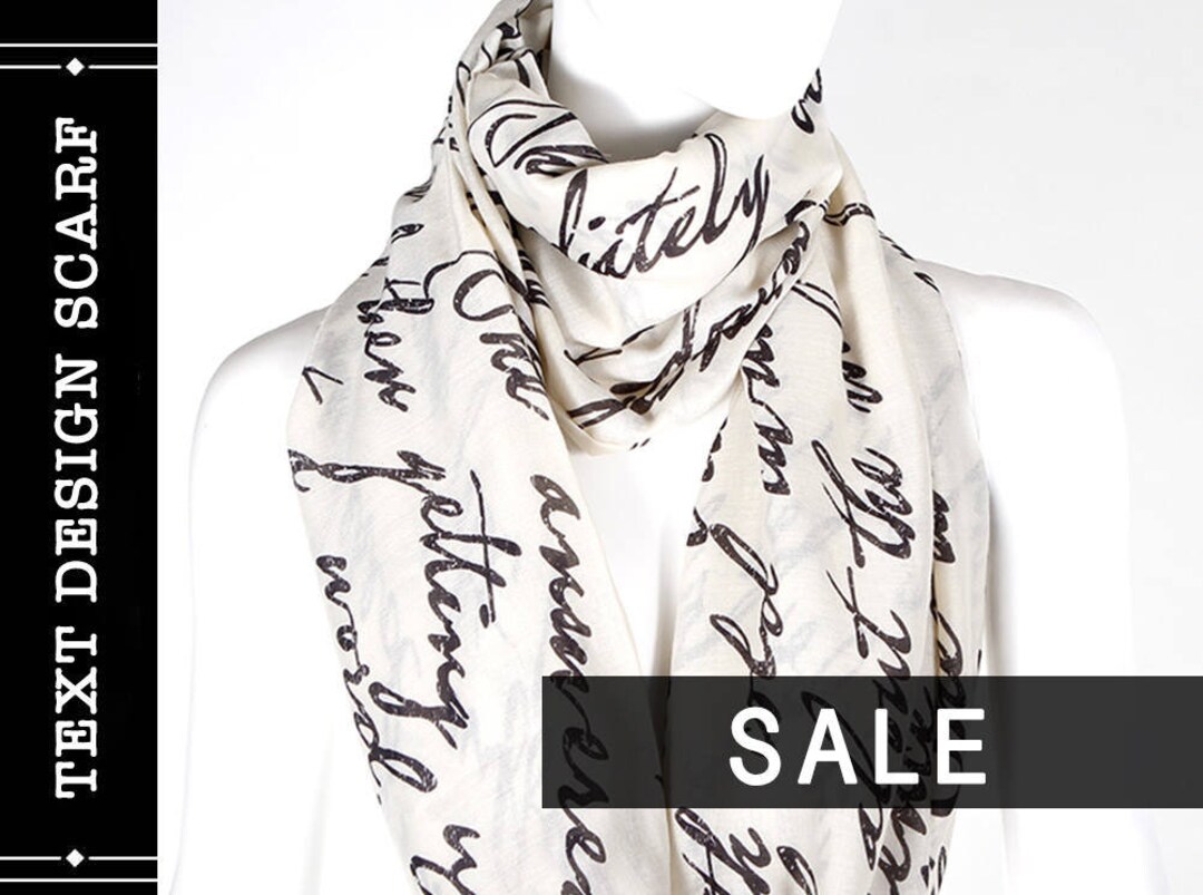 Text Design Book Scarf - Etsy