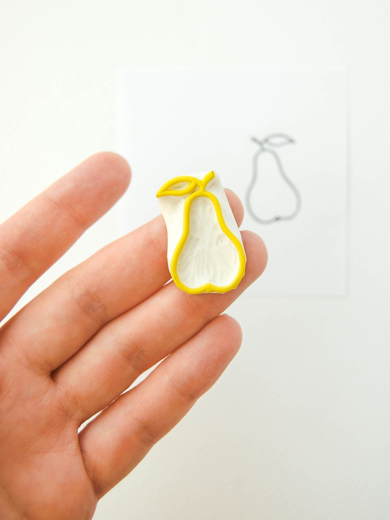 Pear Rubber Stamp Botanical Stamp Small Pear Teacher Rubber - Etsy
