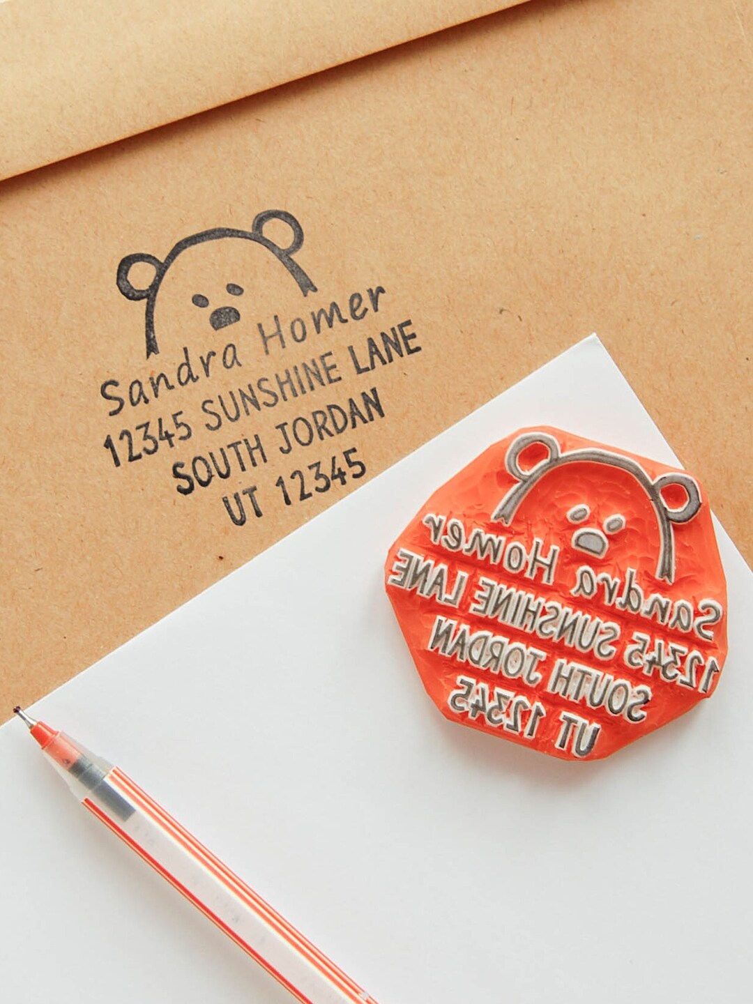Return Address Stamp With Animal Face, Custom Rubber Stamp With New ...