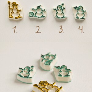 Snowman Stamp Rubber Stamps Set Set of 4 Handmade Stamps - Etsy