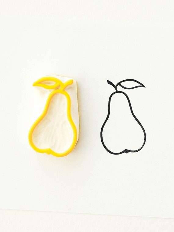Pear Rubber Stamp Botanical Stamp Small Pear Teacher Rubber - Etsy