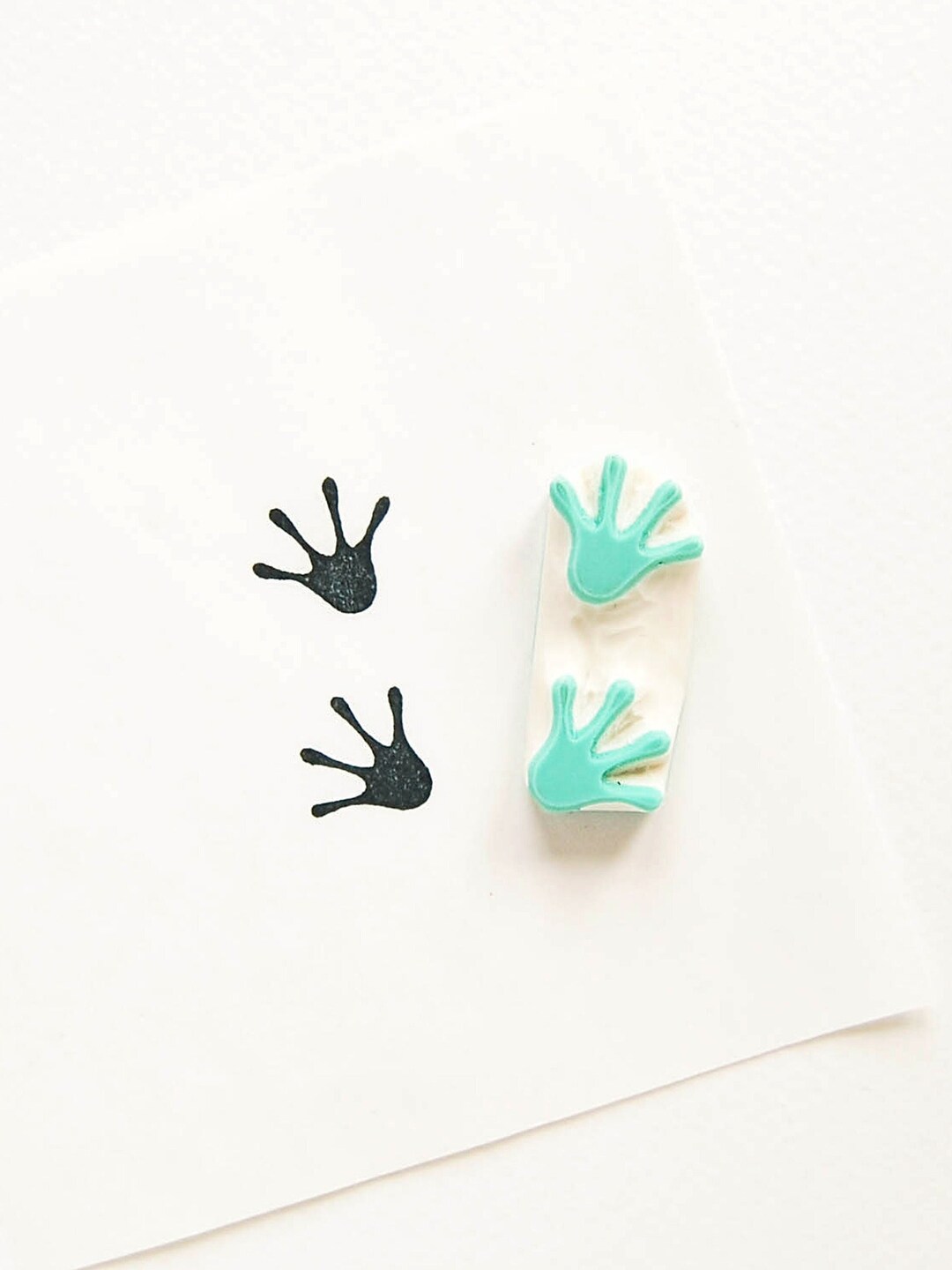 Small Frog Paw Print Stamp, Hand Carved Toad Foot Print Rubber Stamp ...