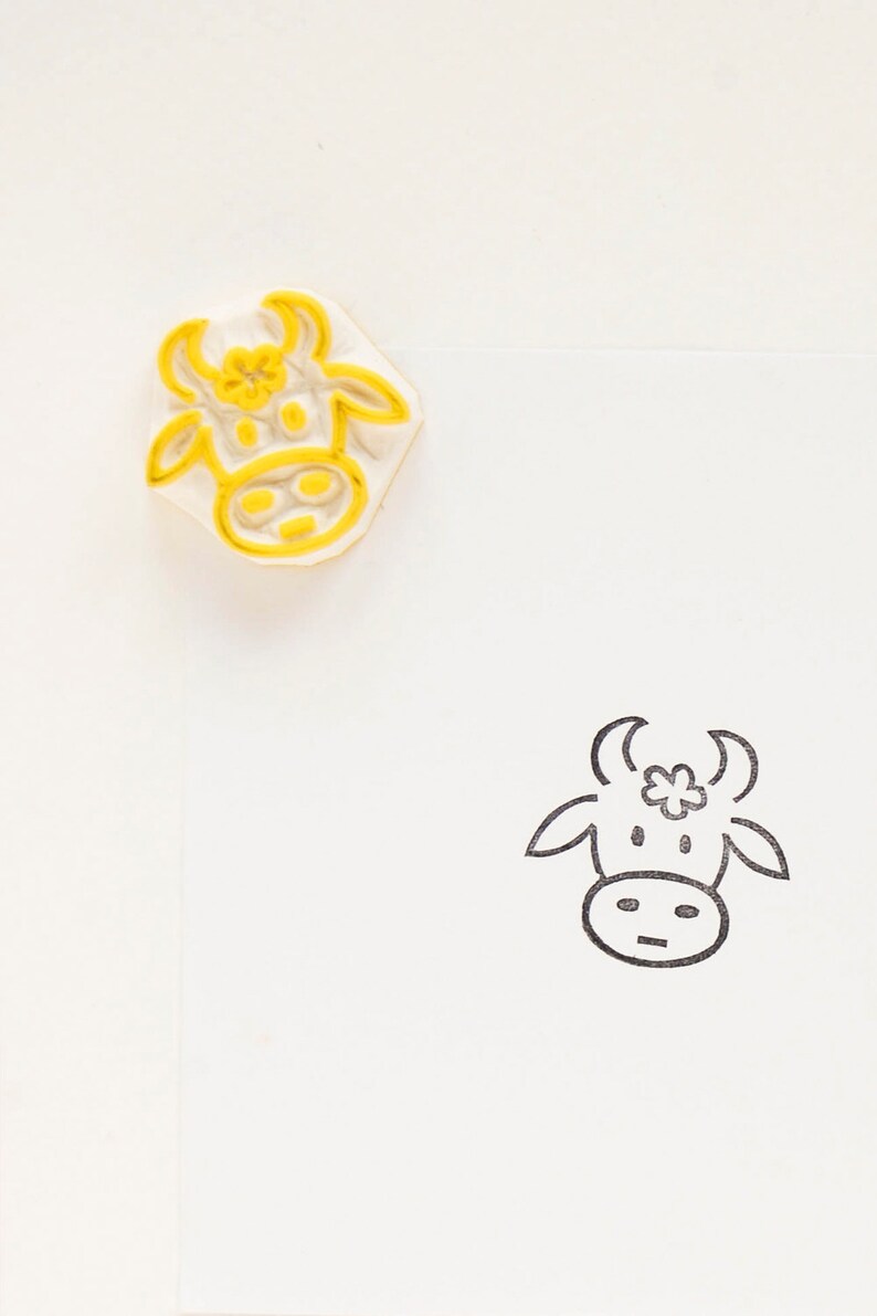 Cow stamp Bull stamp calf stamp rubber stamp birthday | Etsy