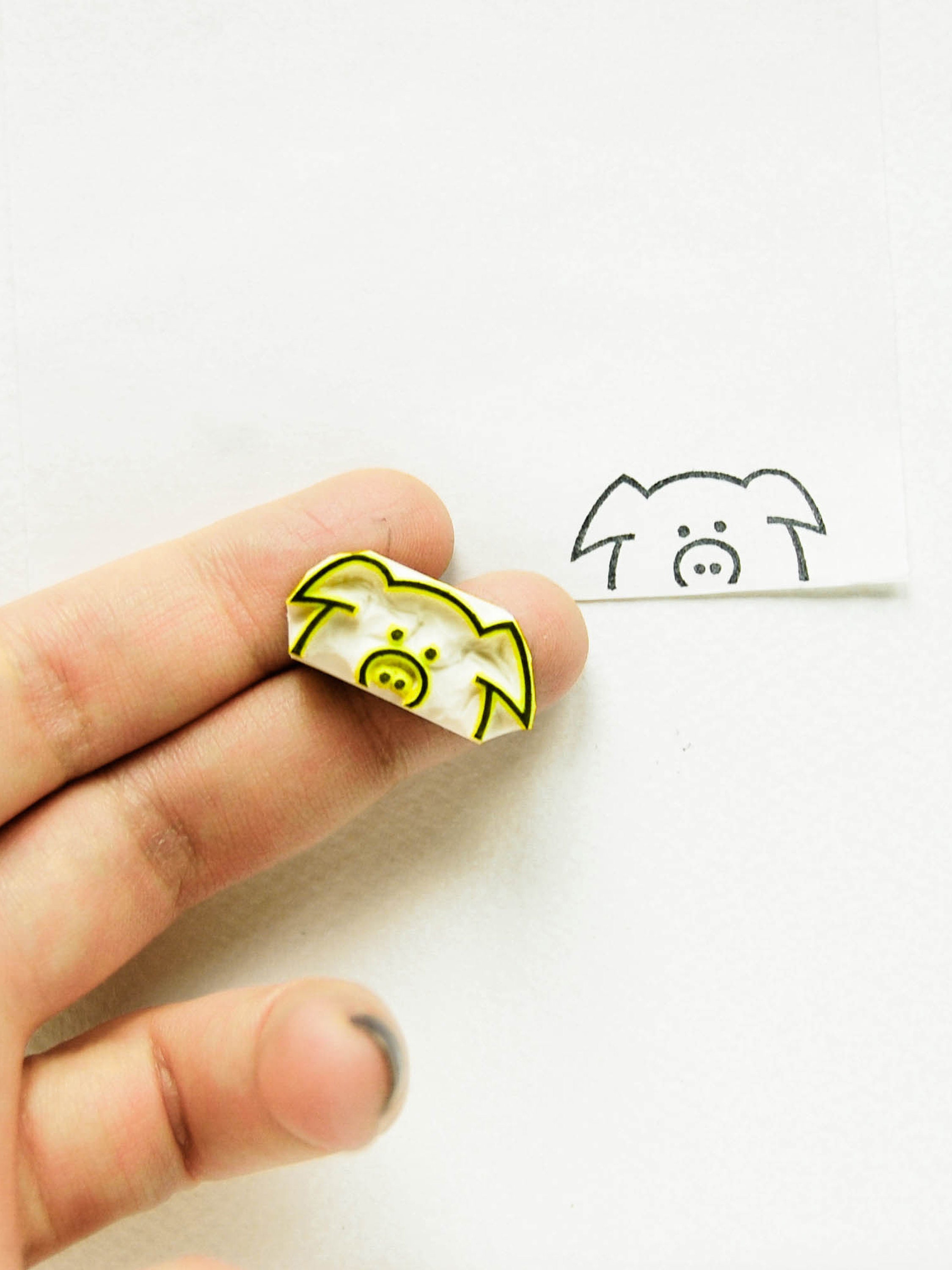 Pig Stamp Rubber Stamp Animal Stamp Small Pig Coworker | Etsy Canada