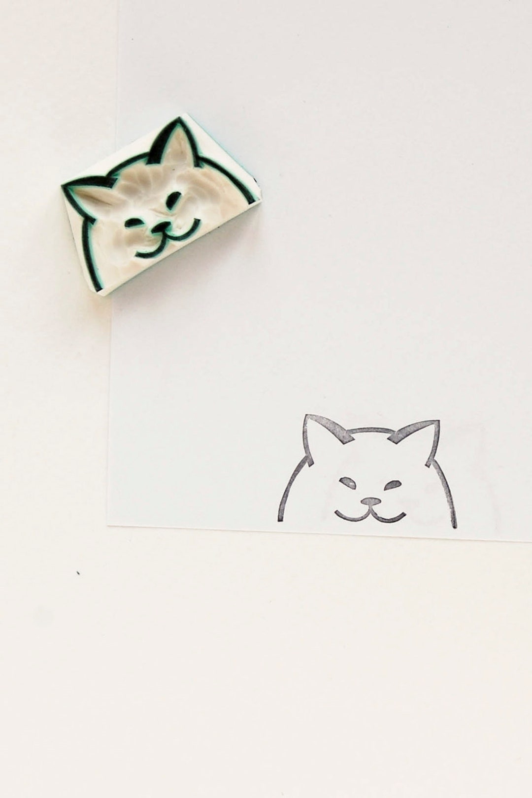 Cat Rubber Stamp Animal Stamp Cat Head Stamp Cute Cat - Etsy