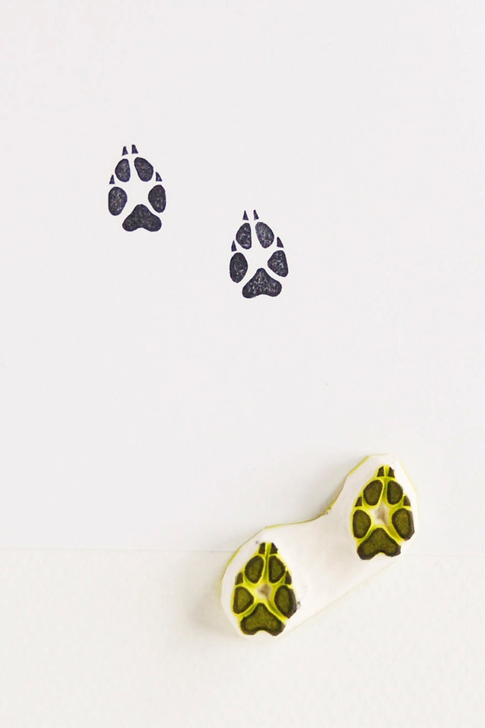 Fox paw prints fox tracks stamp rubber stamp animal tracks | Etsy