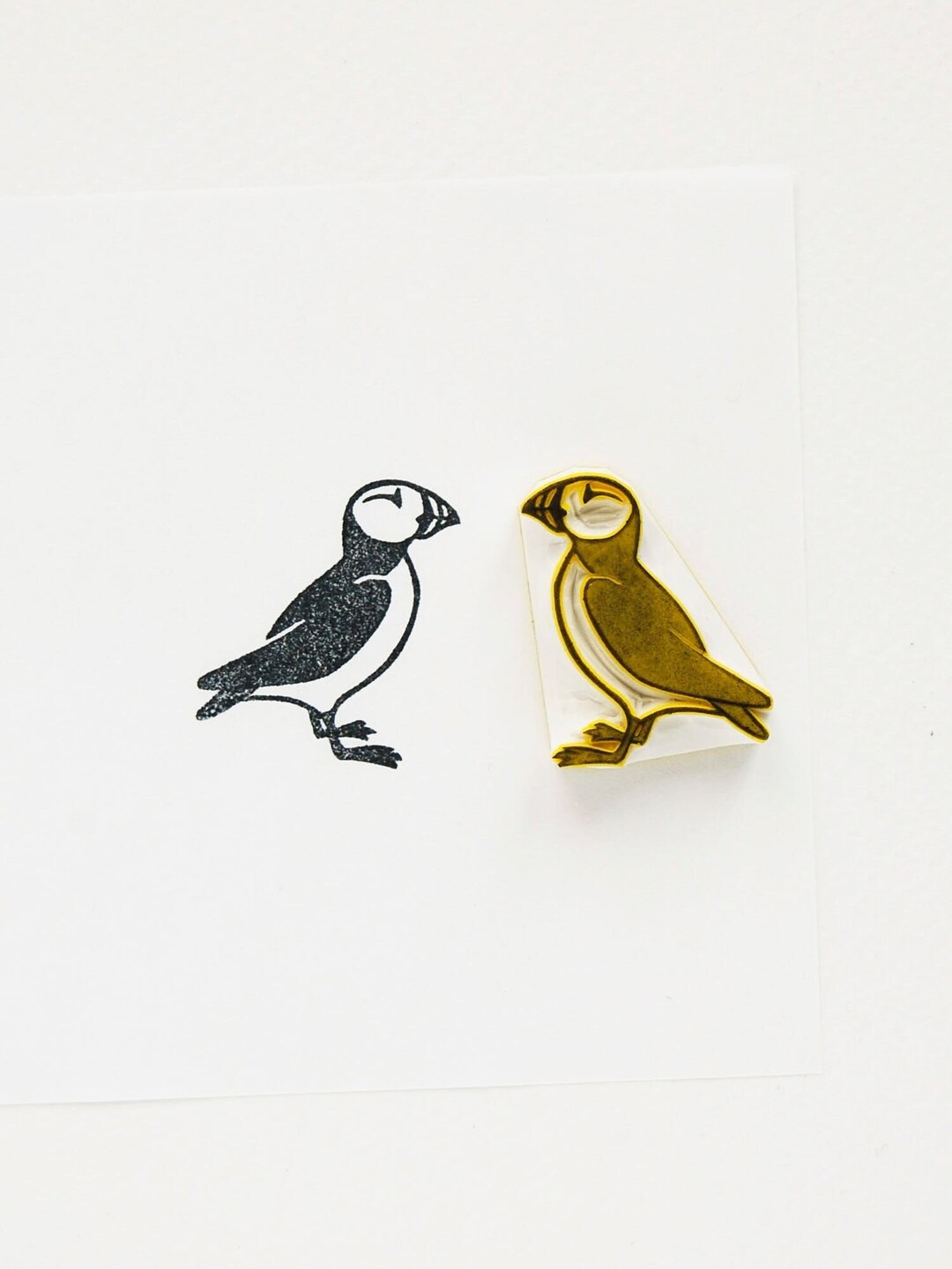 Cute Puffin Stamp, Hand Carved Stamp With Custom Text Line ...