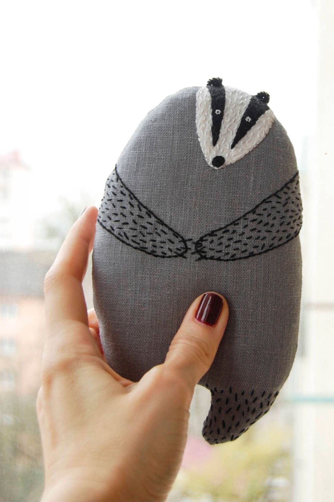 Small badger plush woodland shelf decor stuffed badger | Etsy