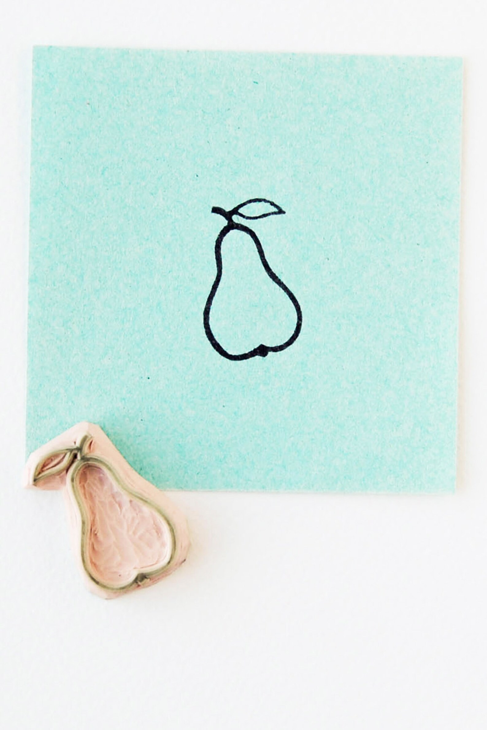 Pear rubber stamp botanical stamp small pear teacher rubber | Etsy