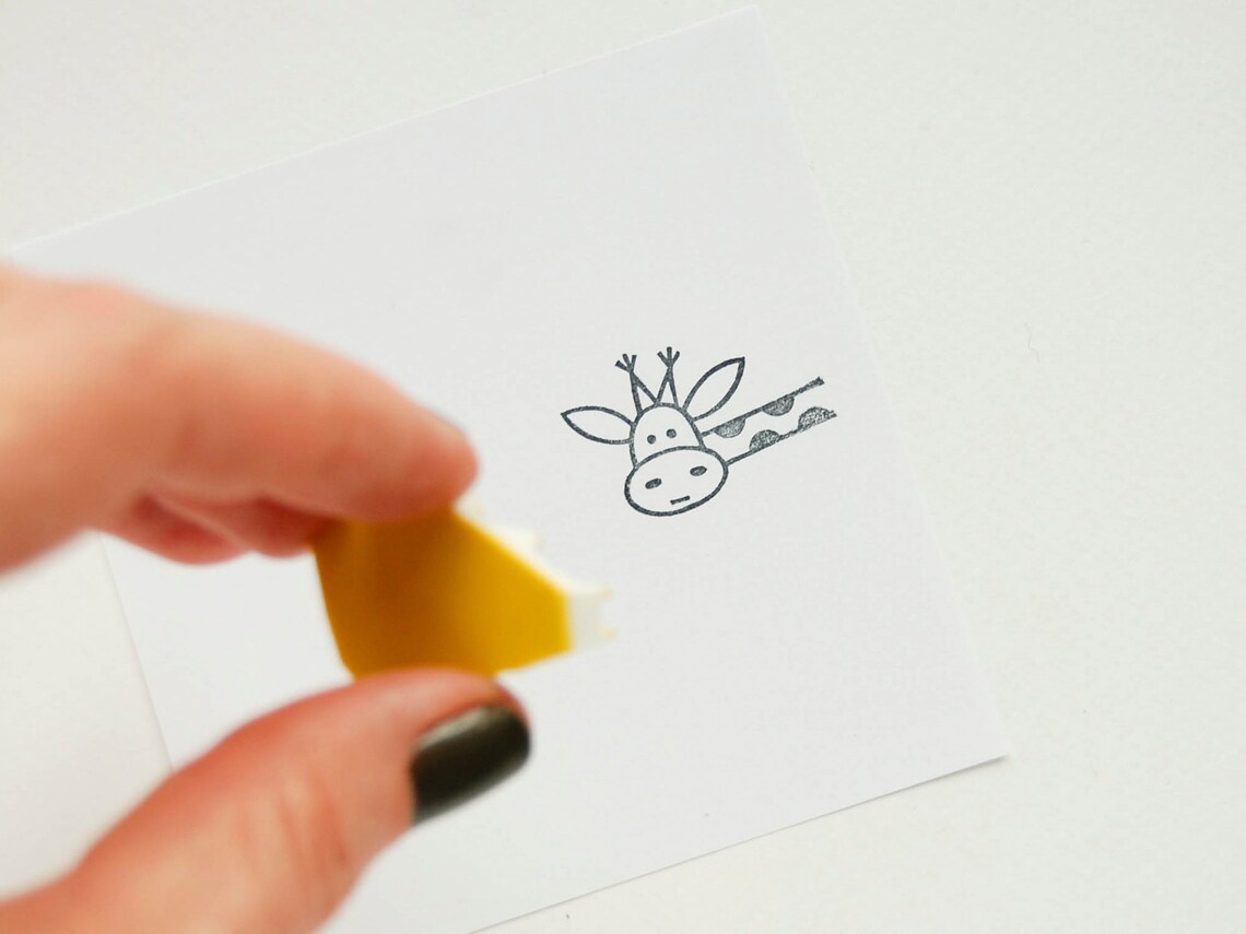 Giraffe stamp peekaboo stamp giraffe gift custom rubber | Etsy