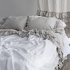 LINEN SHEETS SET With Ruffles. 4 Pieces-flat Ruffled Top Sheet, Fitted ...