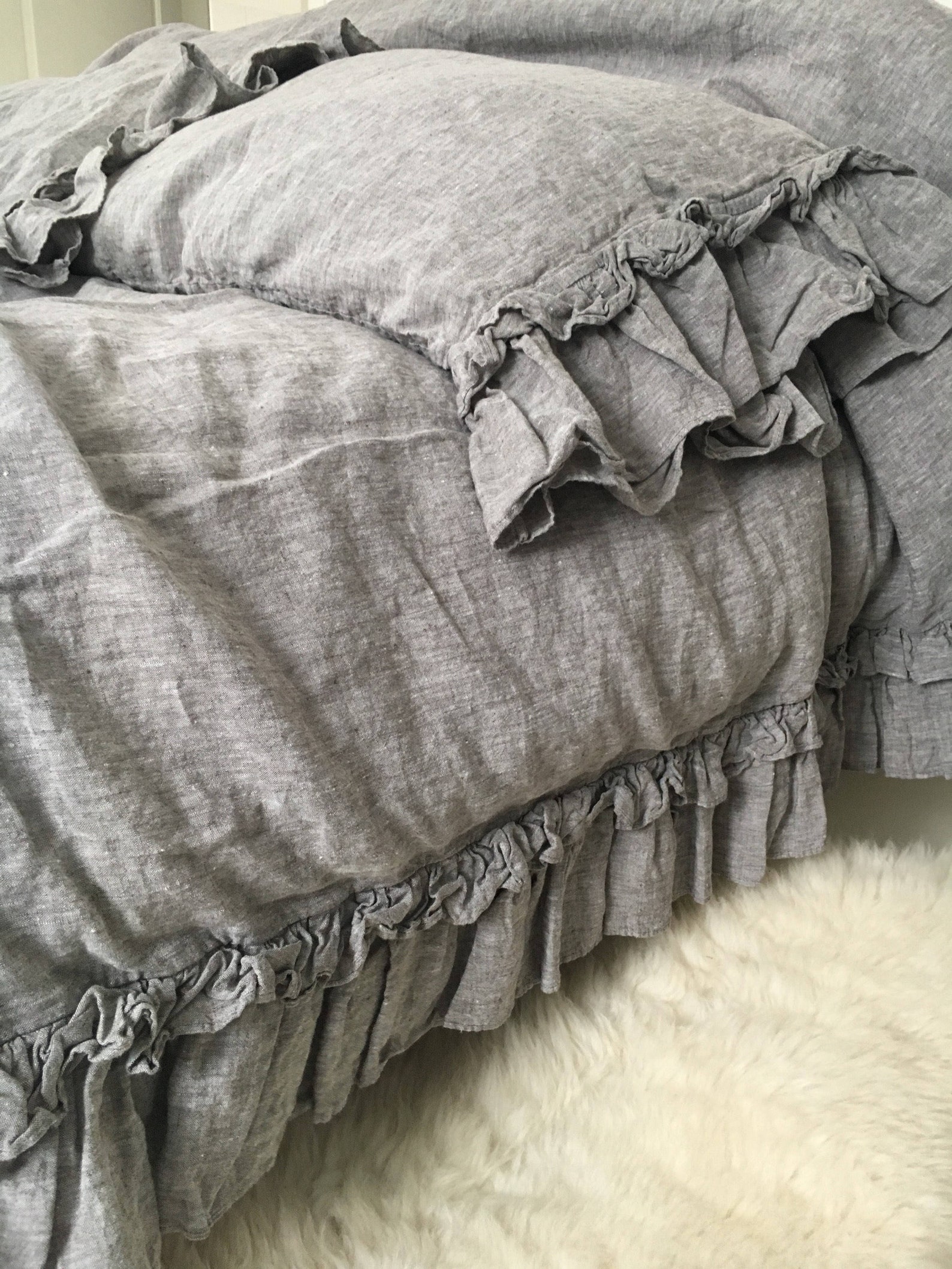 Linen Pillowcase With Ruffles Standard Queen King Euro - Etsy