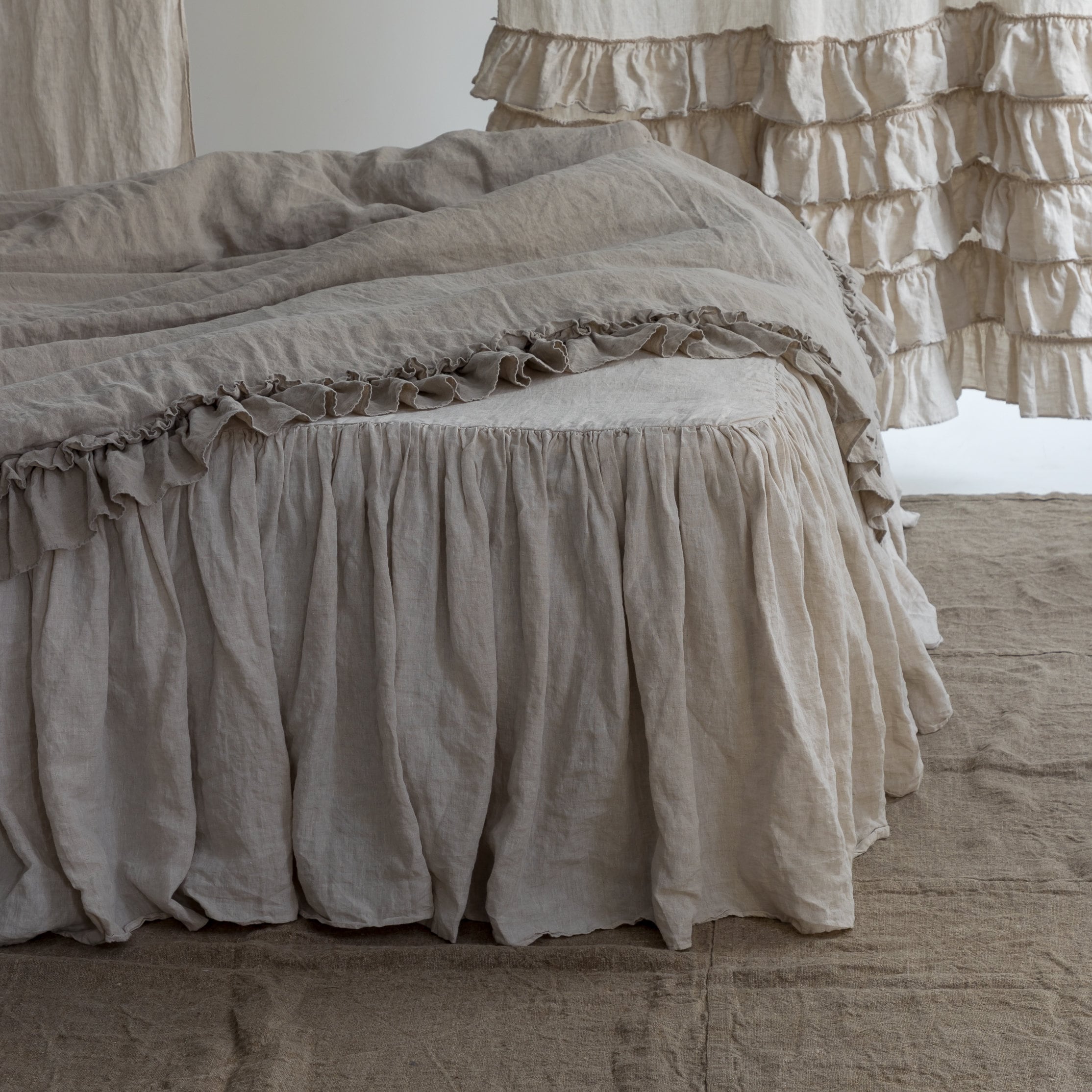 LINEN BED SKIRT Dust Ruffle. Linen Bedskirt. Handmade by | Etsy